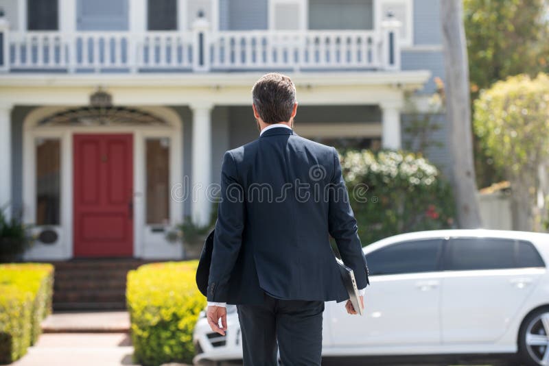 Back View of Rich Business Man Outdoor. Stock Image - Image of rental ...