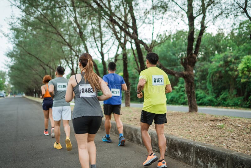 Back View Runner Participating Marathon Competition Stock Photo - Image ...