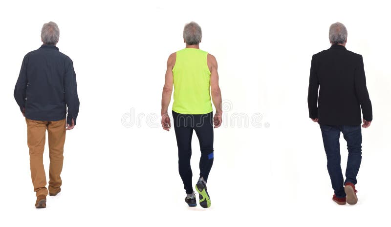 Back View of a Teen Walking on White Stock Image - Image of step, rear ...