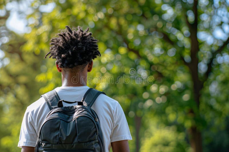 Back View of School Boy in Summer Park Stock Illustration ...