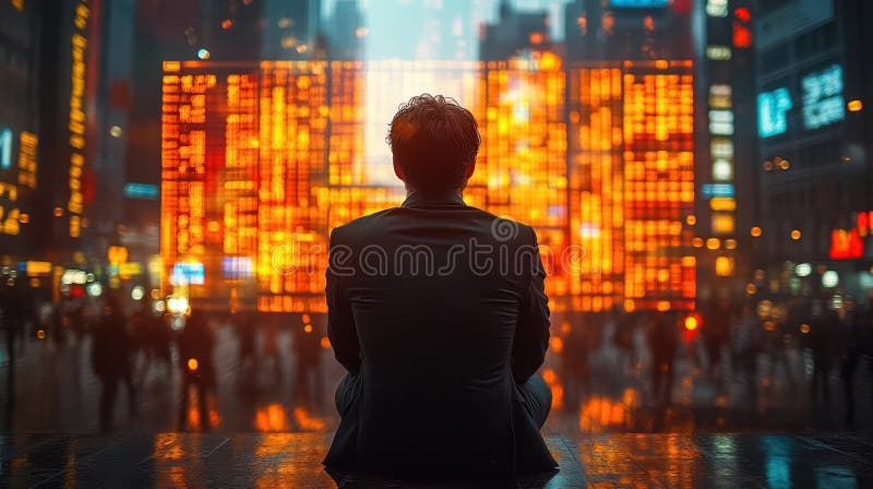 Back of View Serious Businessman Trader Analyst Stock Illustration ...