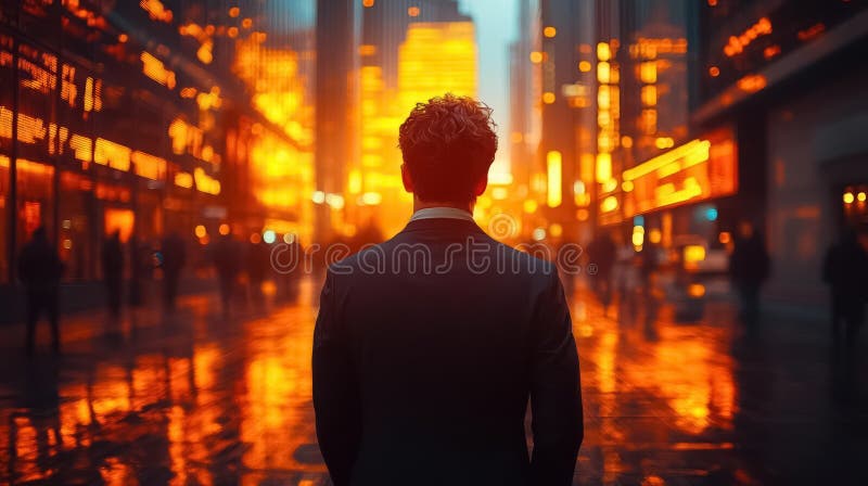 Back of View Serious Businessman Trader Analyst Stock Illustration ...