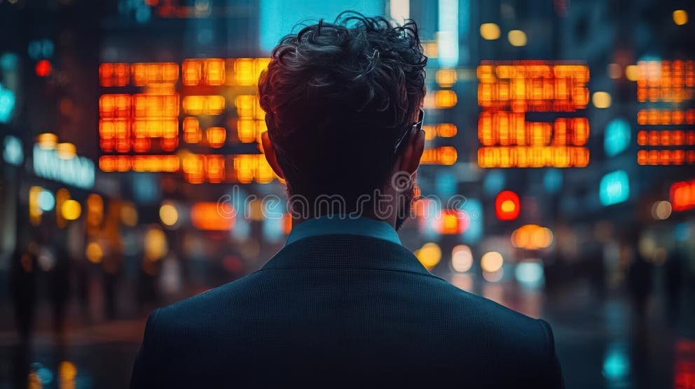 Back of View Serious Businessman Trader Analyst Stock Illustration ...