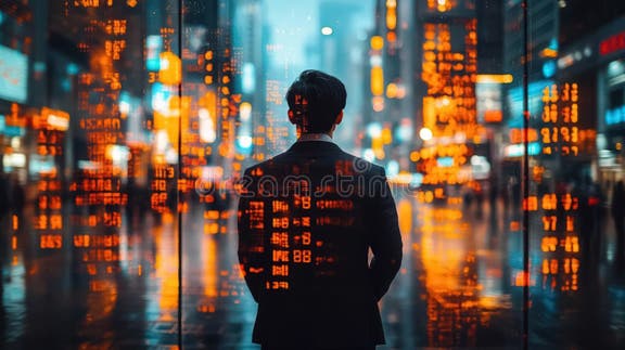 Back of View Serious Businessman Trader Analyst Stock Illustration ...