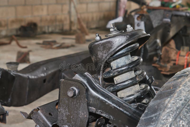 Back View Shock Absorber and Coil Spring and Upper Arm Ball Joint Stock ...