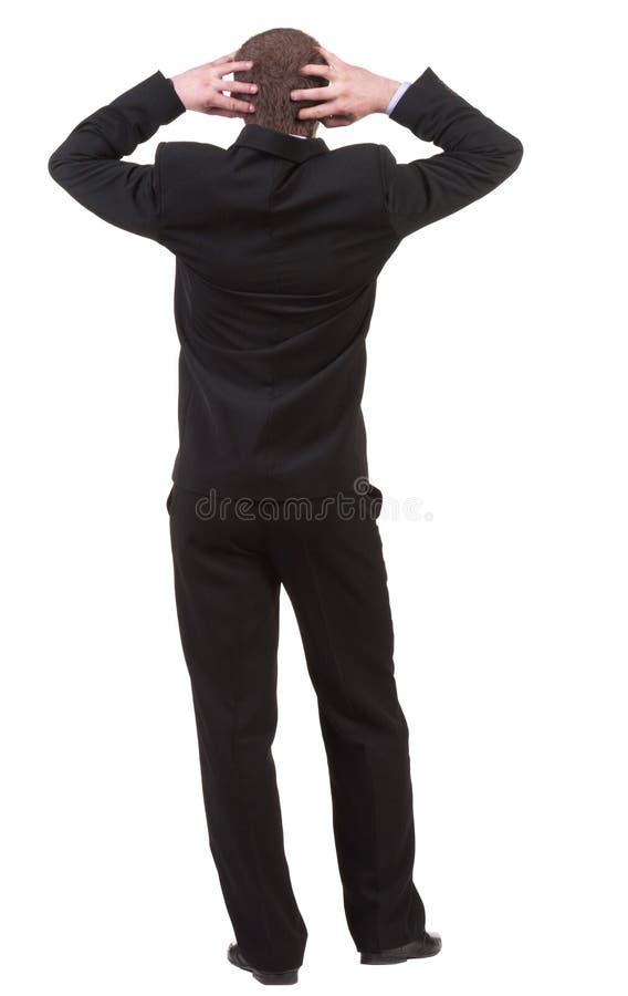 Back View of Shocked Business Man in Black Suit Stock Image - Image of ...
