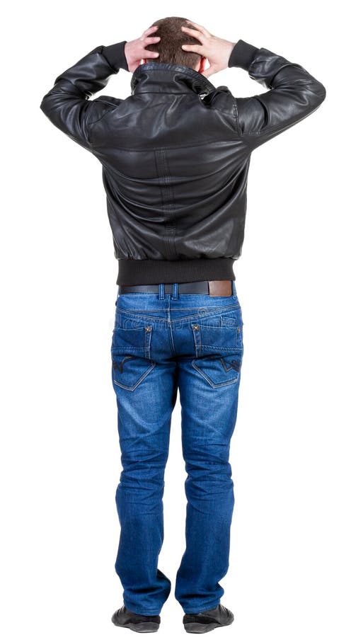 Back View of Shocked Man in Jacket Stock Image - Image of rear ...