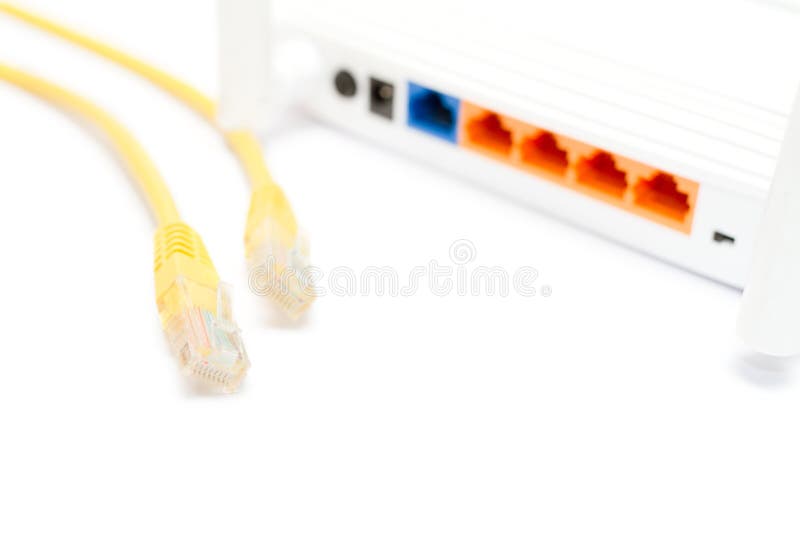 The Back View Shows the Ports of the Internet Router. Stock Photo ...