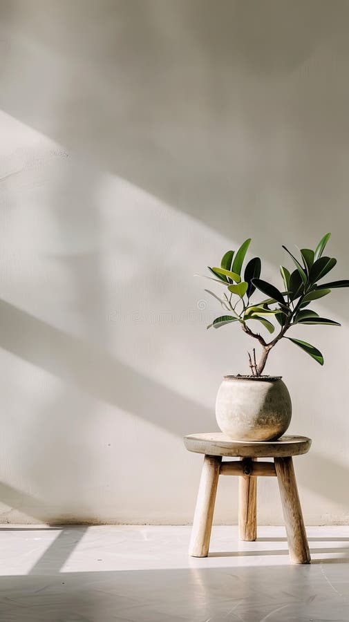 Back View of Simple Plant Design in Minimalist Interior Settings Stock ...