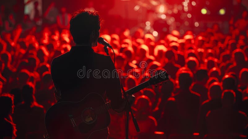 Back View of Singer Singing in Auditorium Stock Illustration ...
