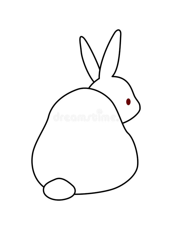 Back View of Sitting White Rabbit Stock Vector - Illustration of ...