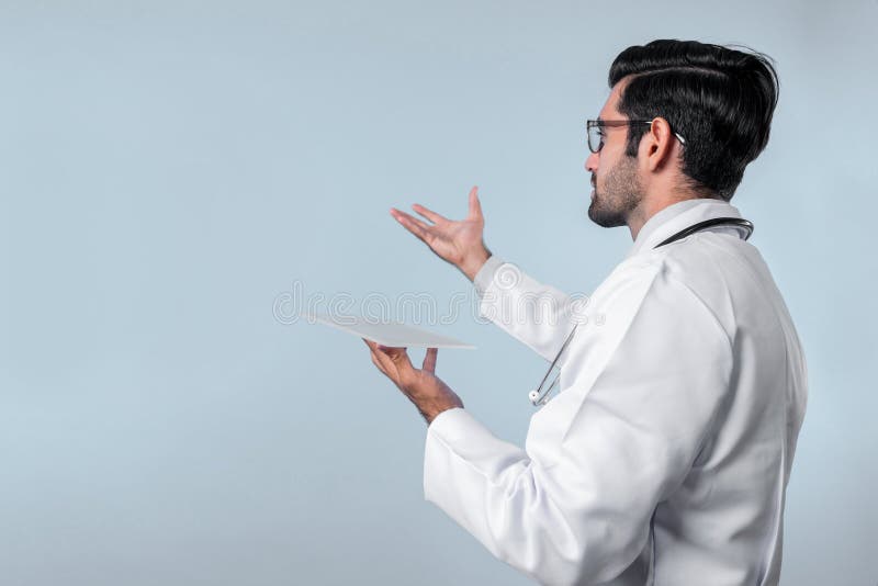 Back View of Skilled Doctor Looking while Holding Application Form ...