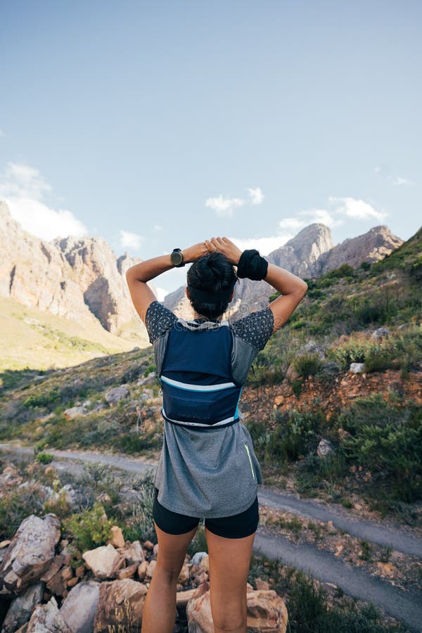 Back View of Slim Woman Relaxing and Enjoying the View Stock Photo ...