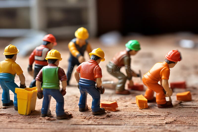 Small Construction Worker Toy Figurines with Safety Helmets at ...