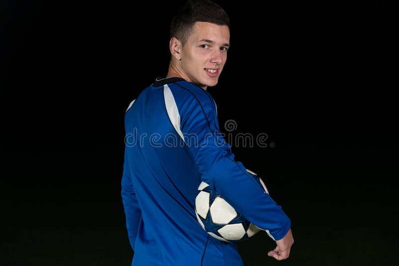 Back View of Soccer Player on Black Background Stock Photo - Image of ...