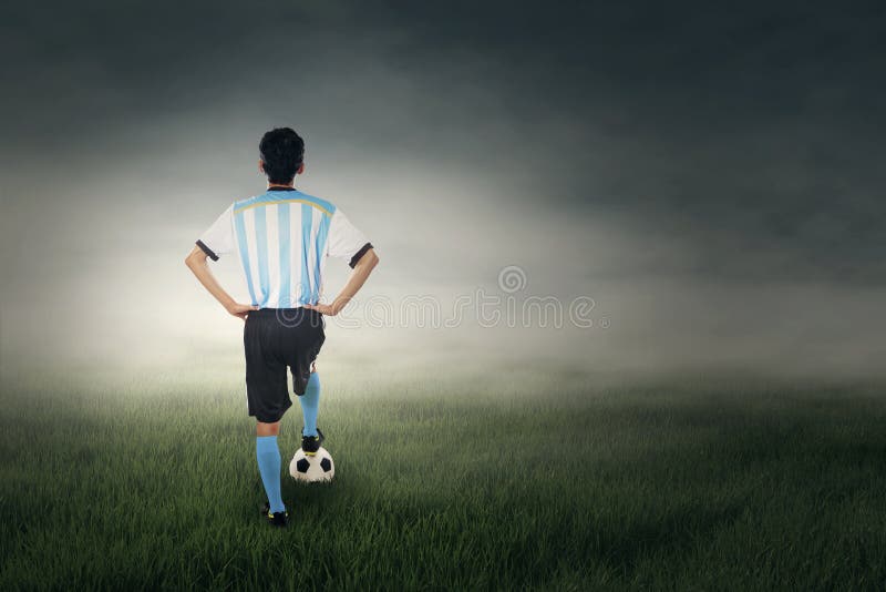 Back View of Soccer Player at Field Stock Photo - Image of league ...