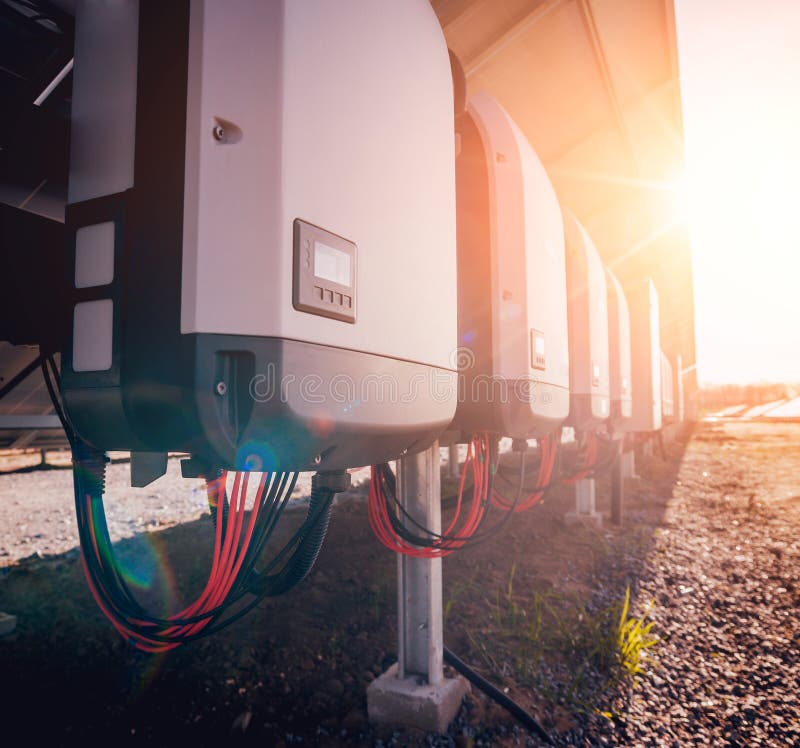 Back View of Solar Panel. Inverter To Transform Direct Current into ...