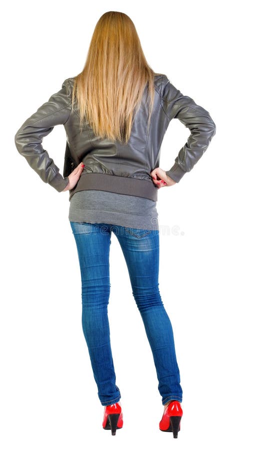 Back View of Standing Beautiful Blonde Woman. Stock Image - Image of ... Back View of Standing Beautiful Blonde Woman. Stock Image - Image of ...