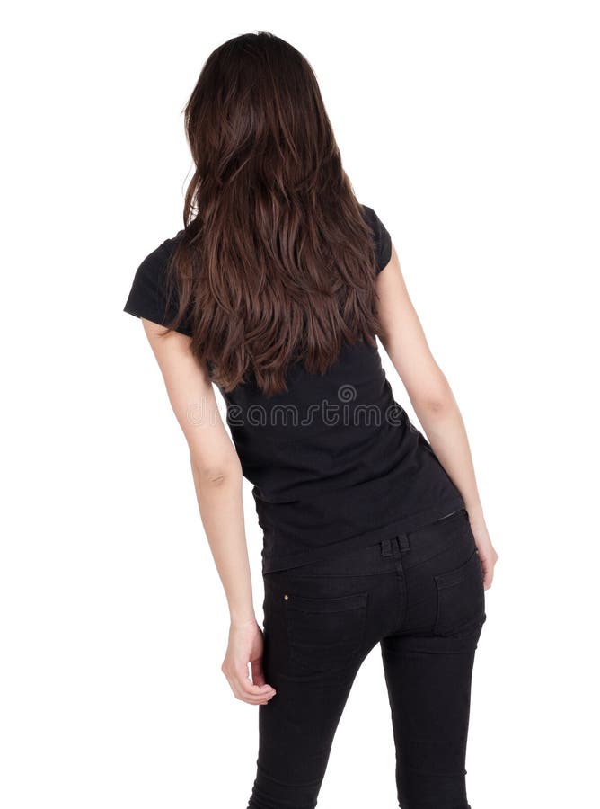 Back View of Standing Beautiful Woman Stock Image - Image of brunette ...