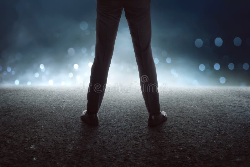 Back View of Standing Businessman Leg with Black Boots Stock Photo ...