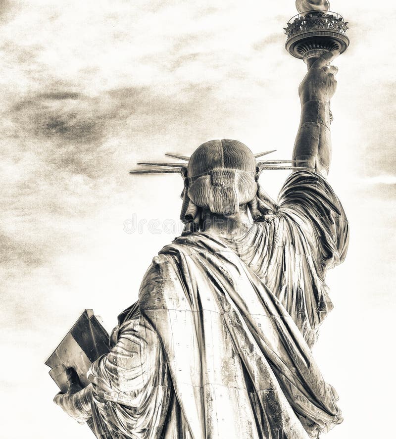 Back View of Statue of Liberty from Street Level, New York Stock Photo ...