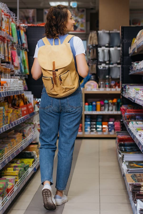Back View of Student with Backpack Stock Photo - Image of beautiful ...