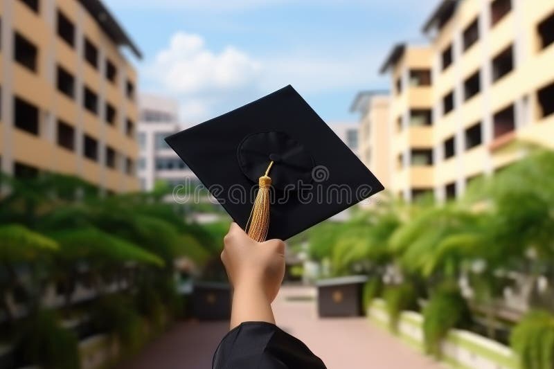 Back View a Students in Black Graduation during Convocation Ceremony ...