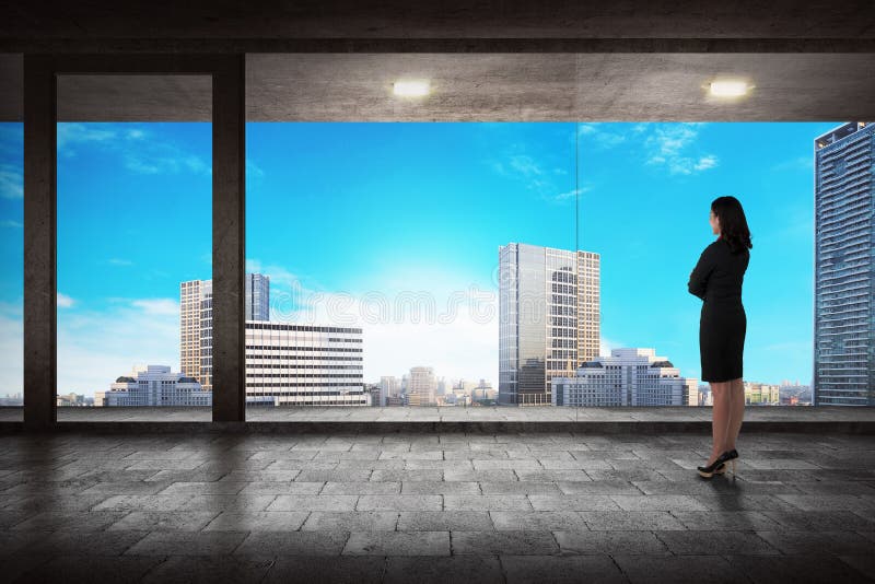 Back View of Successful Manager Looking the City Stock Photo - Image of ...