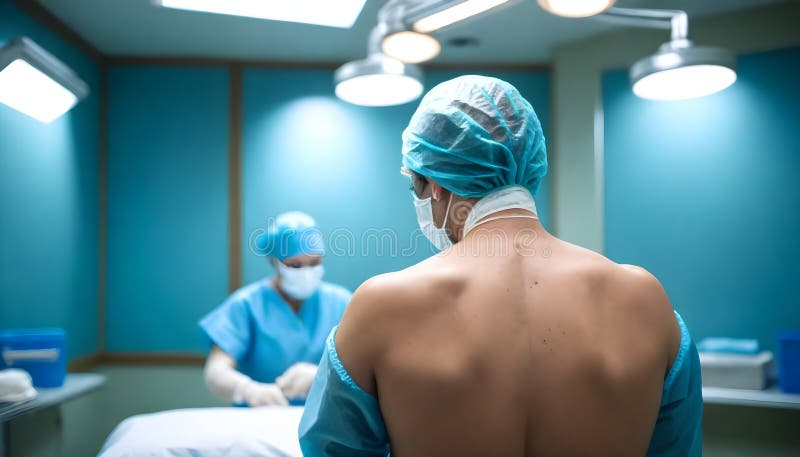 Back View of a Surgeon Doing a Surgical Operation at Hospital Stock ...