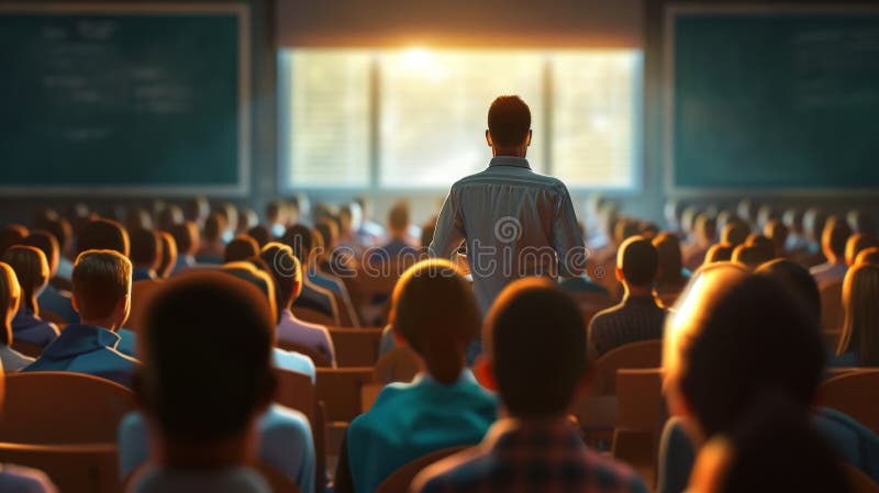 Back View of a Teacher Addressing a Classroom Stock Image - Image of ...