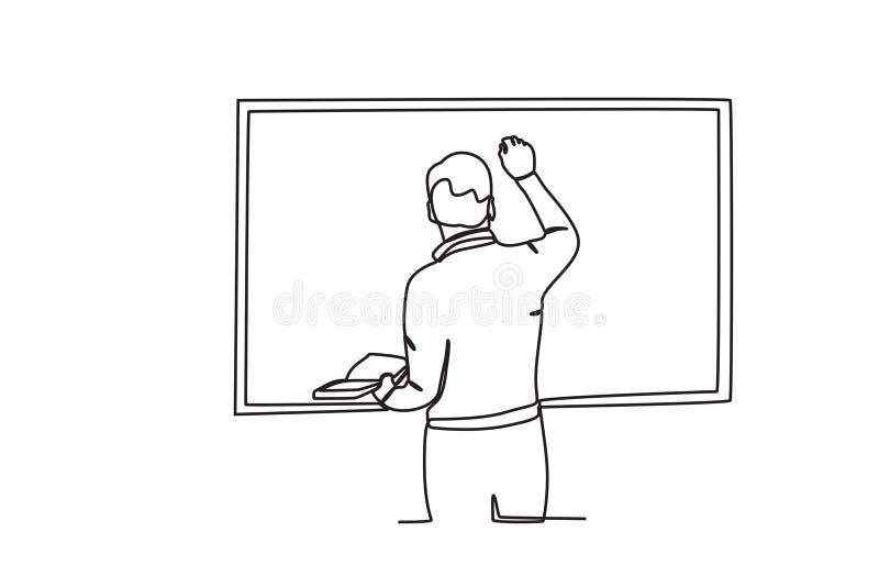 Back View of a Teacher Teaching in a Classroom Stock Vector ...