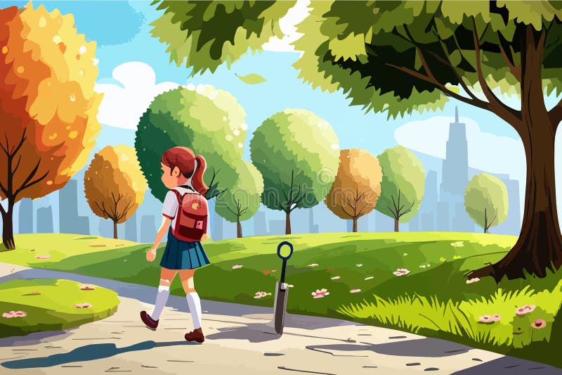 Back View of Teenage Girl with Backpack Going To or Back from School ...