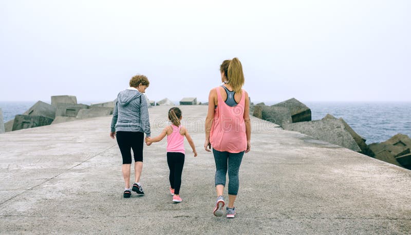 Back View of Three Female Generations Walking Stock Photo - Image of ...