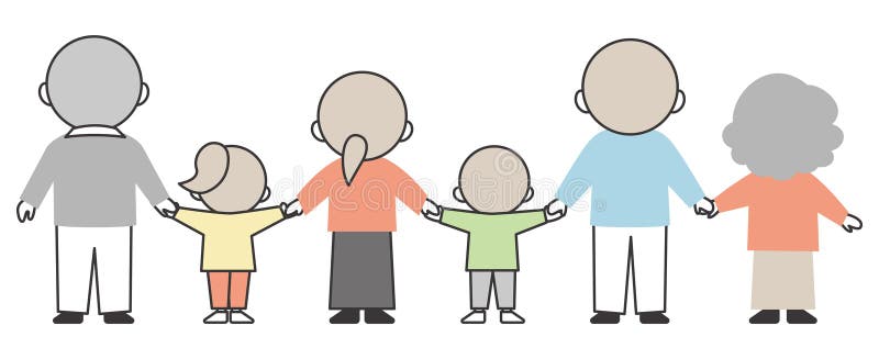 Back View of a Three Generation Family Holding Hands. Stock Vector ...