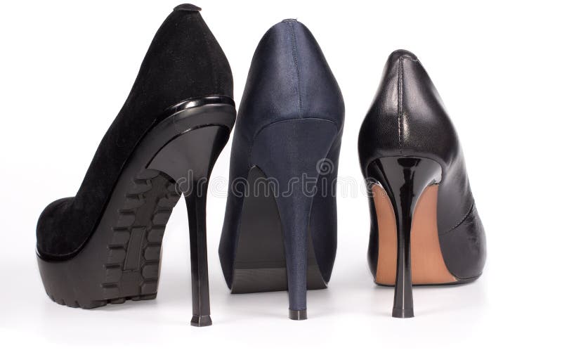Back View of Three Ladies Stiletto Shoes Stock Image - Image of luxury ...