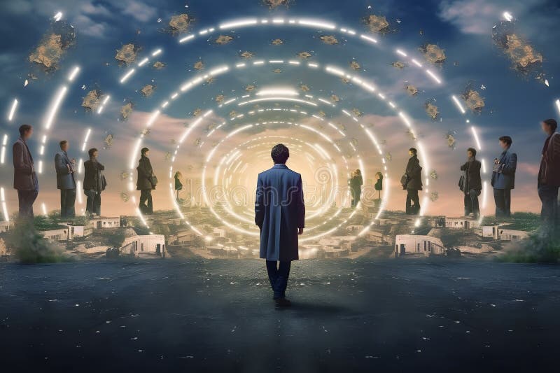 Back View of Time Traveller the Concept of Time Travel or Exploring ...