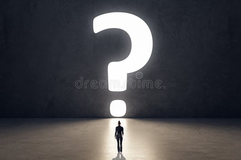 Back View of Tiny Man in Concrete Room Interior with Huge Bright ...