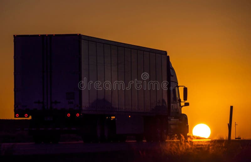 Back View of Truck Parked in Front of Sun during Sunset Stock Photo ...