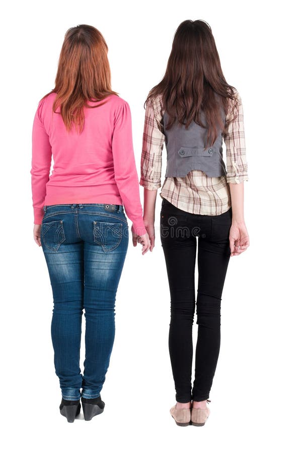 Back View of Two Young Girl Stock Image - Image of diversity, friends ...