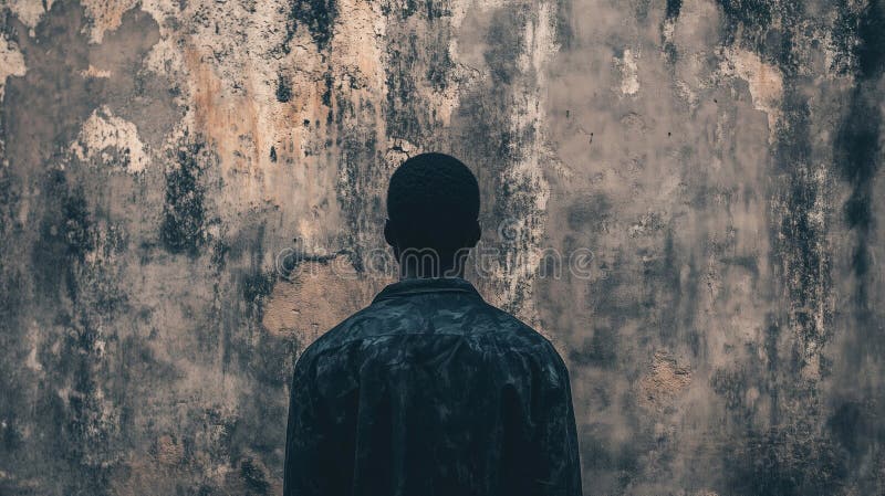 Back View of Unknown Modern Black Young Man, African Guy Against a ...