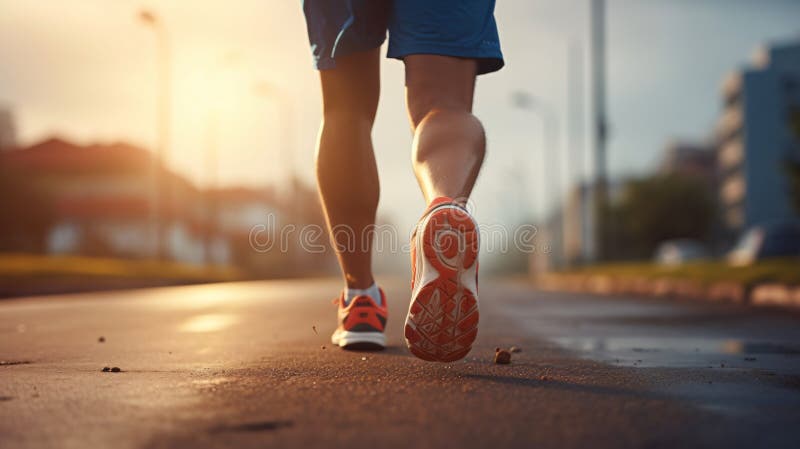Dynamic Back View of Male Legs Running Outdoors in a Sprinting Motion ...