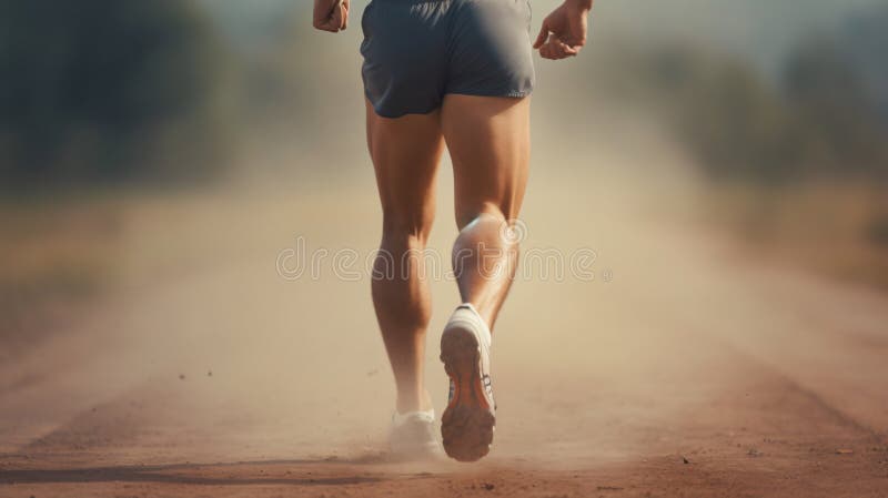 Dynamic Back View of Male Legs Running Outdoors in a Sprinting Motion ...