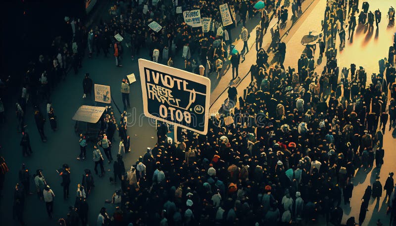 Back View of Unrecognizable People at a Protest in a Crowd of ...