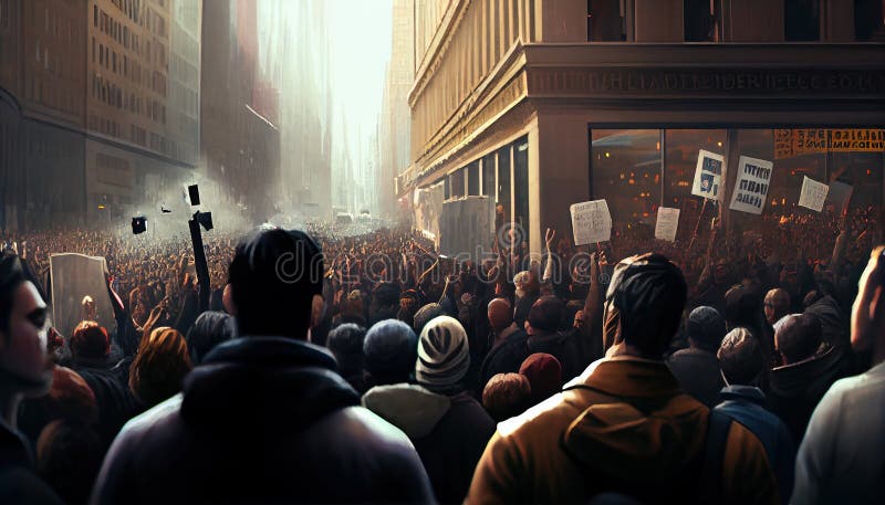 Back View of Unrecognizable People at a Protest in a Crowd of ...