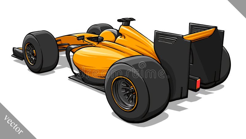 Back View Vector Fast Cartoon Formula Race Car Illustration Art Stock ...