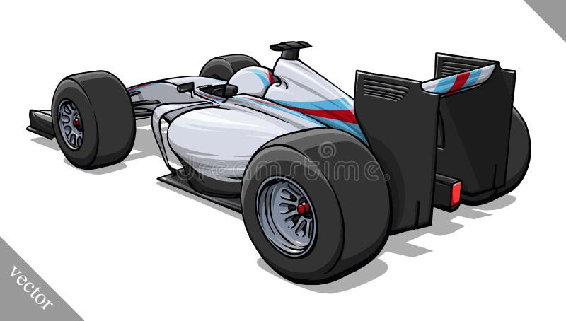 Back View Vector Fast Cartoon Formula Race Car Illustration Art Stock ...