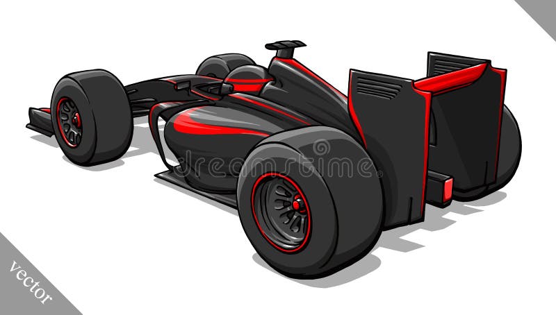 Back View Vector Fast Cartoon Formula Race Car Illustration Art Stock ...