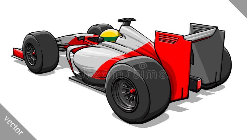 Back View Vector Fast Cartoon Formula Race Car Illustration Art Stock ...