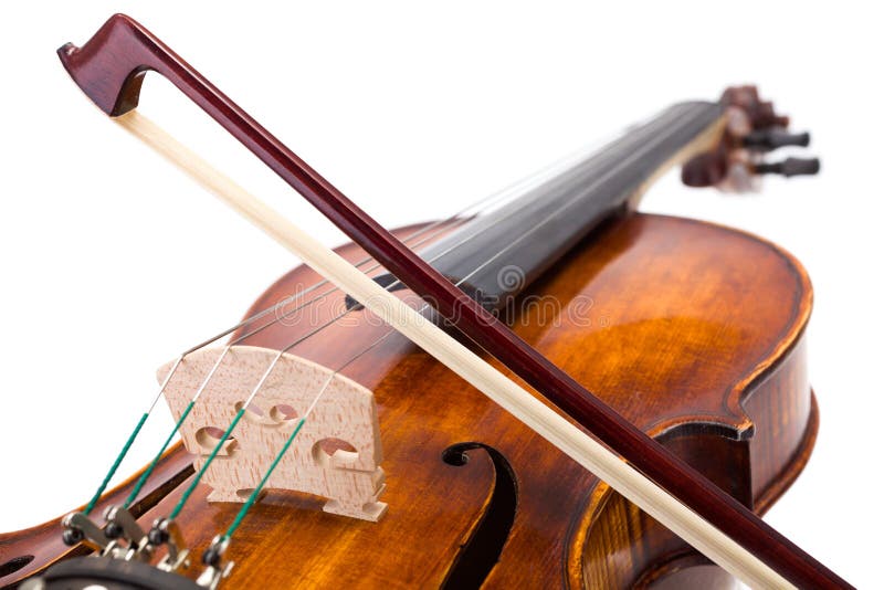Back View of a Violin with Bow on Strings Stock Image - Image of view ...