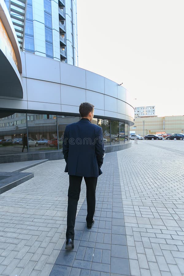 Back View of a Walking Business Man. Stock Image - Image of businessman ...
